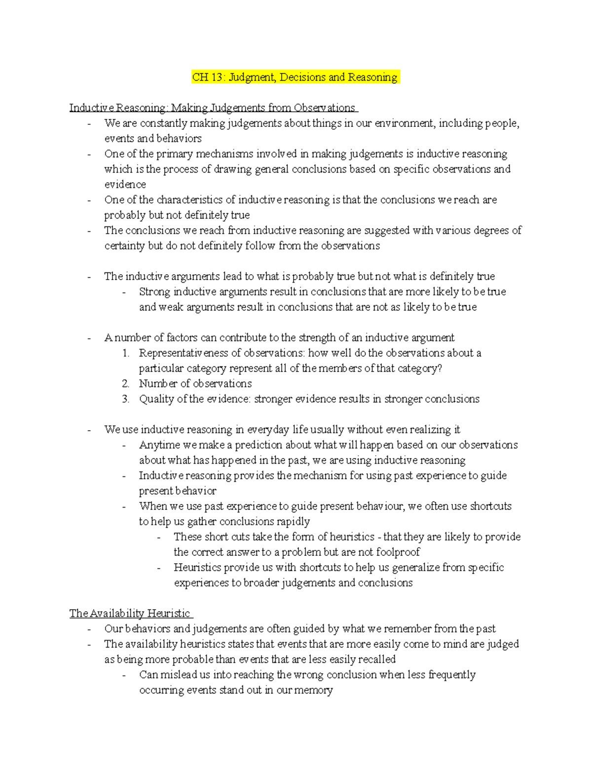 Module 12 - Notes from textbook week 12 - CH 13: Judgment, Decisions ...