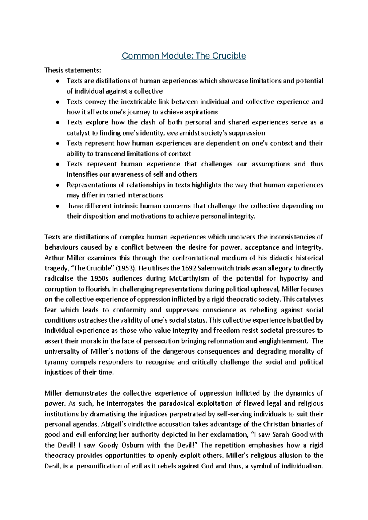 Common Module - The Crucible - Common Module: The Crucible Thesis ...