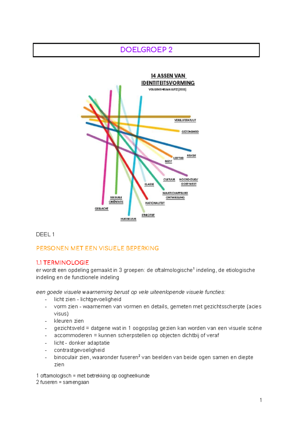 Doelgroepen 2 - samenvatting - DOELGROEP 2 DEEL 1 PERSONEN MET EEN ...