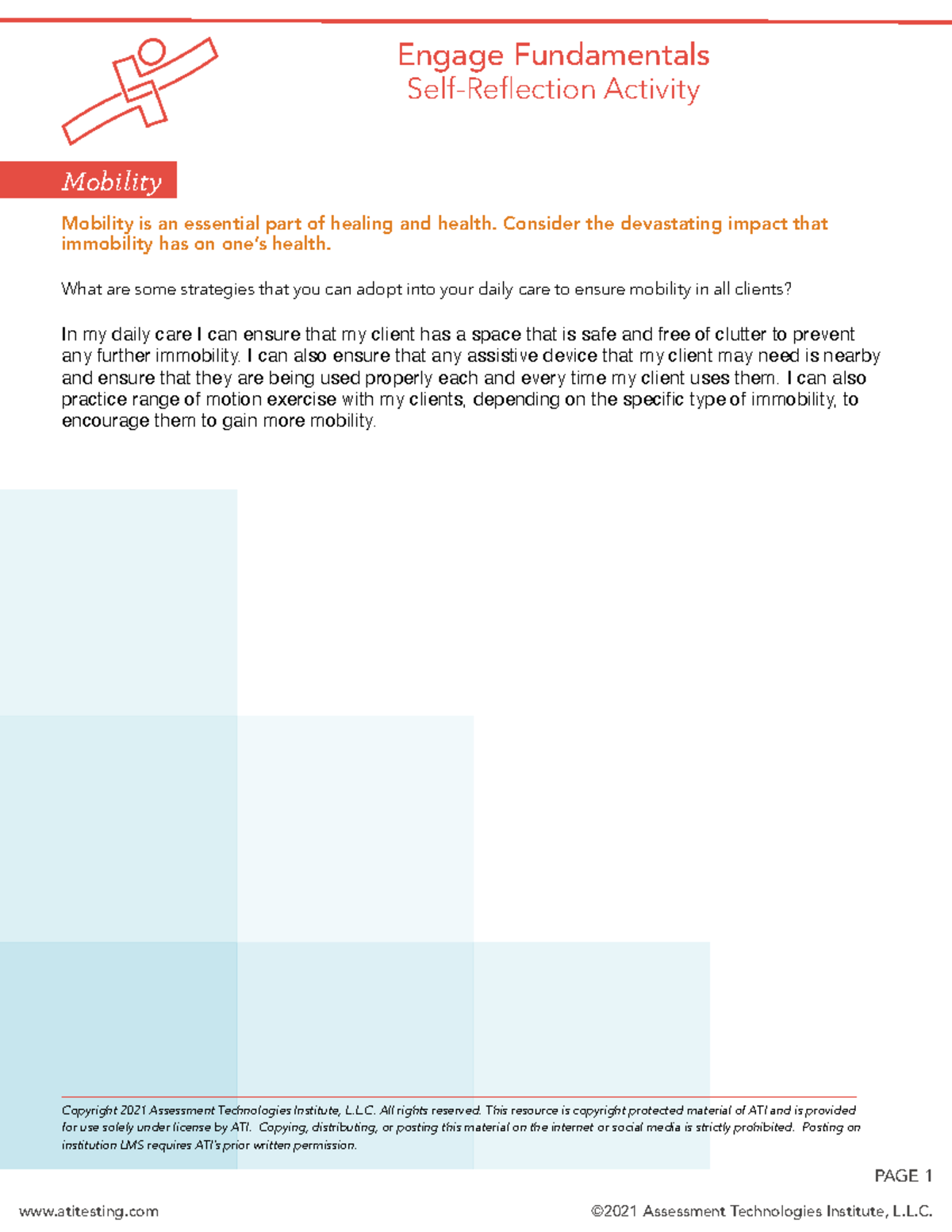 Mobility Reflection - ATI - atitesting ©2021 Assessment Technologies ...
