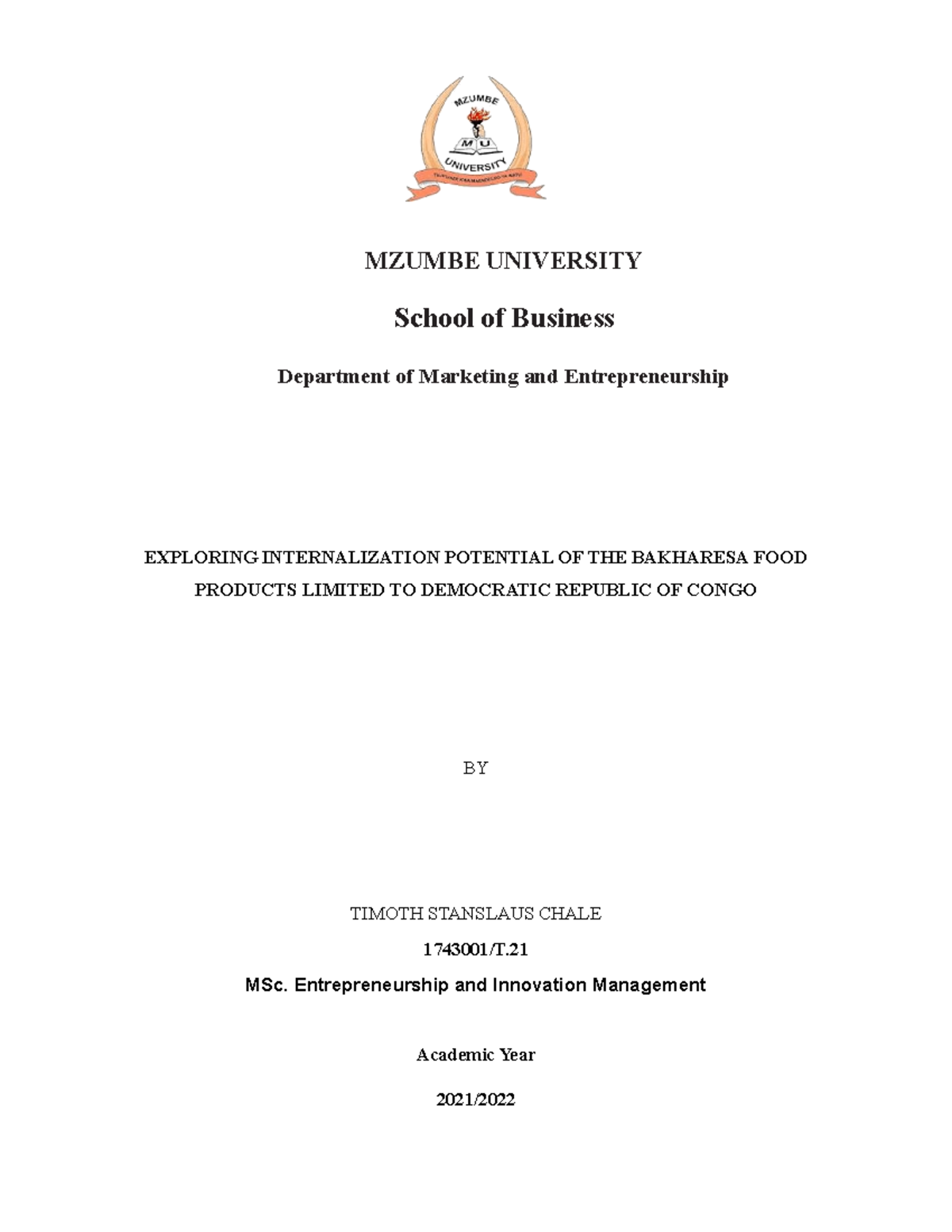 TERM Paper WORK - the Case study of AZAM Group - MZUMBE UNIVERSITY ...