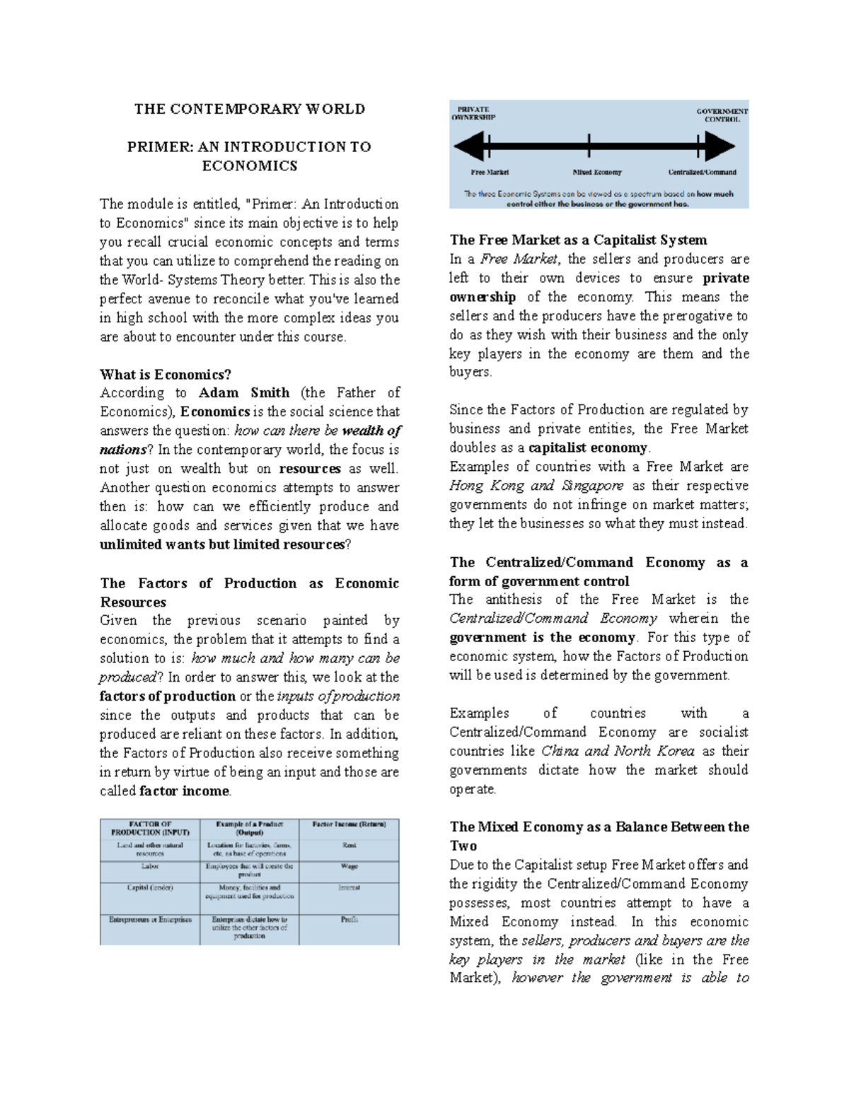 THE Contemporary World - THE CONTEMPORARY WORLD PRIMER: AN INTRODUCTION ...
