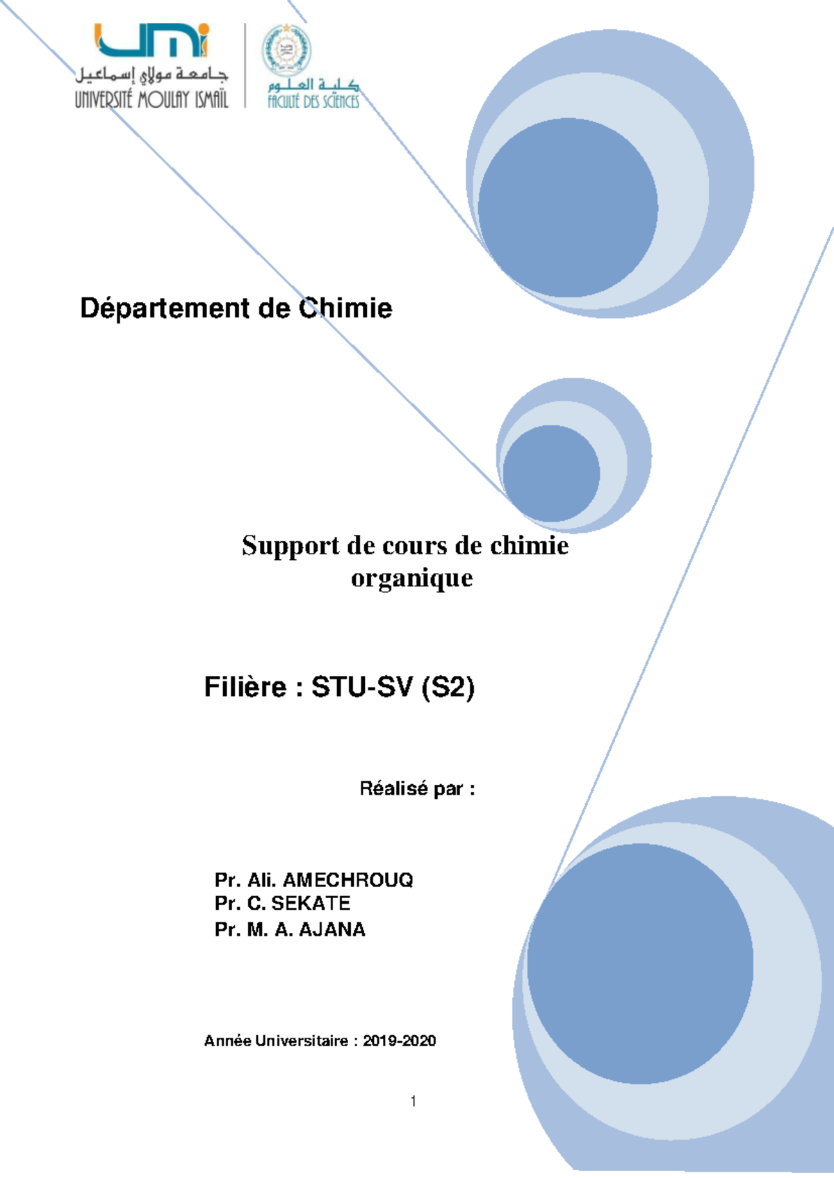 SVTU S2 Chimieorga 2019-2020 - Département de Chimie Support de cours ...
