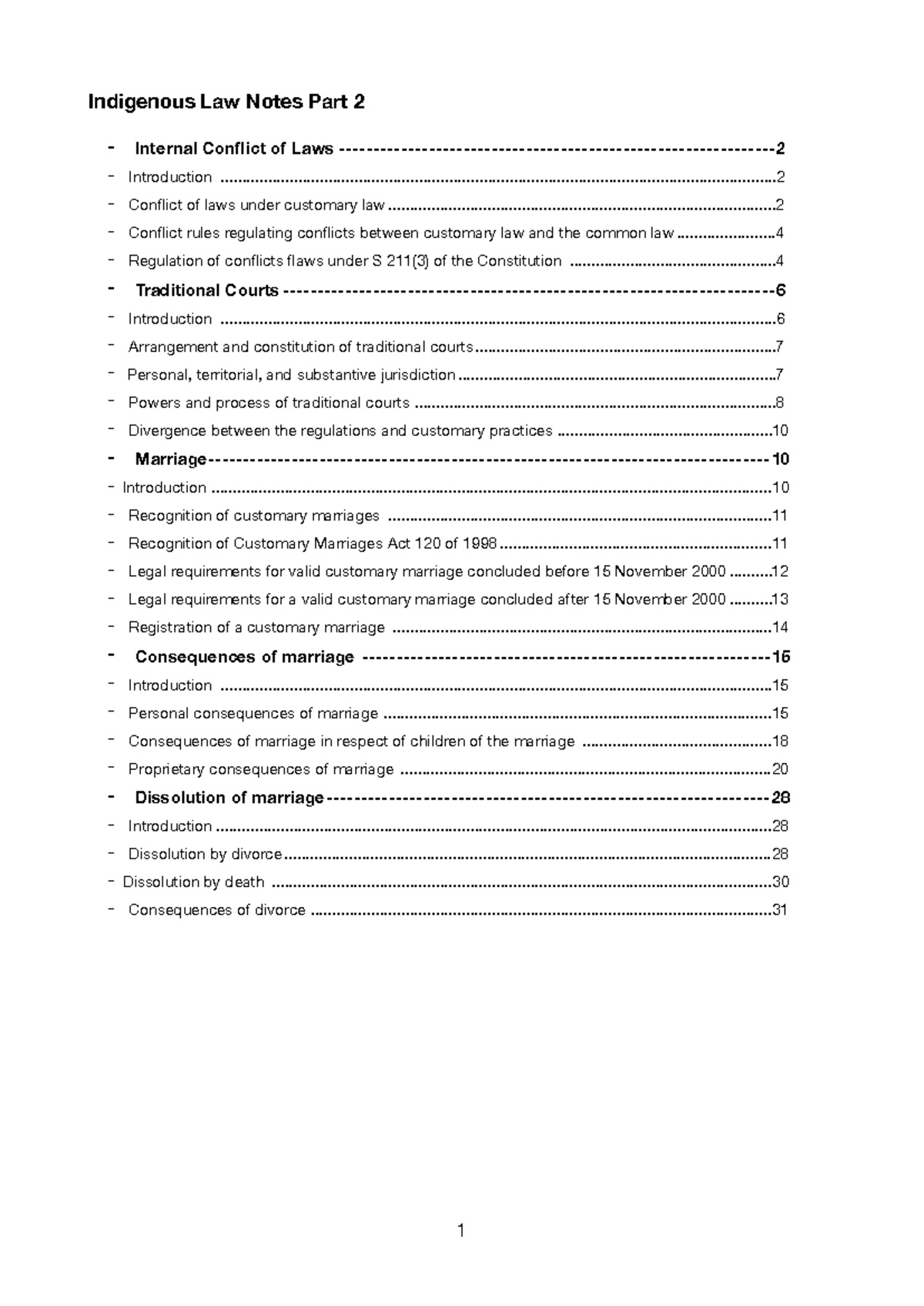 Indigenous Law Notes Part 2 PDF - Indigenous Law Notes Part Internal ...