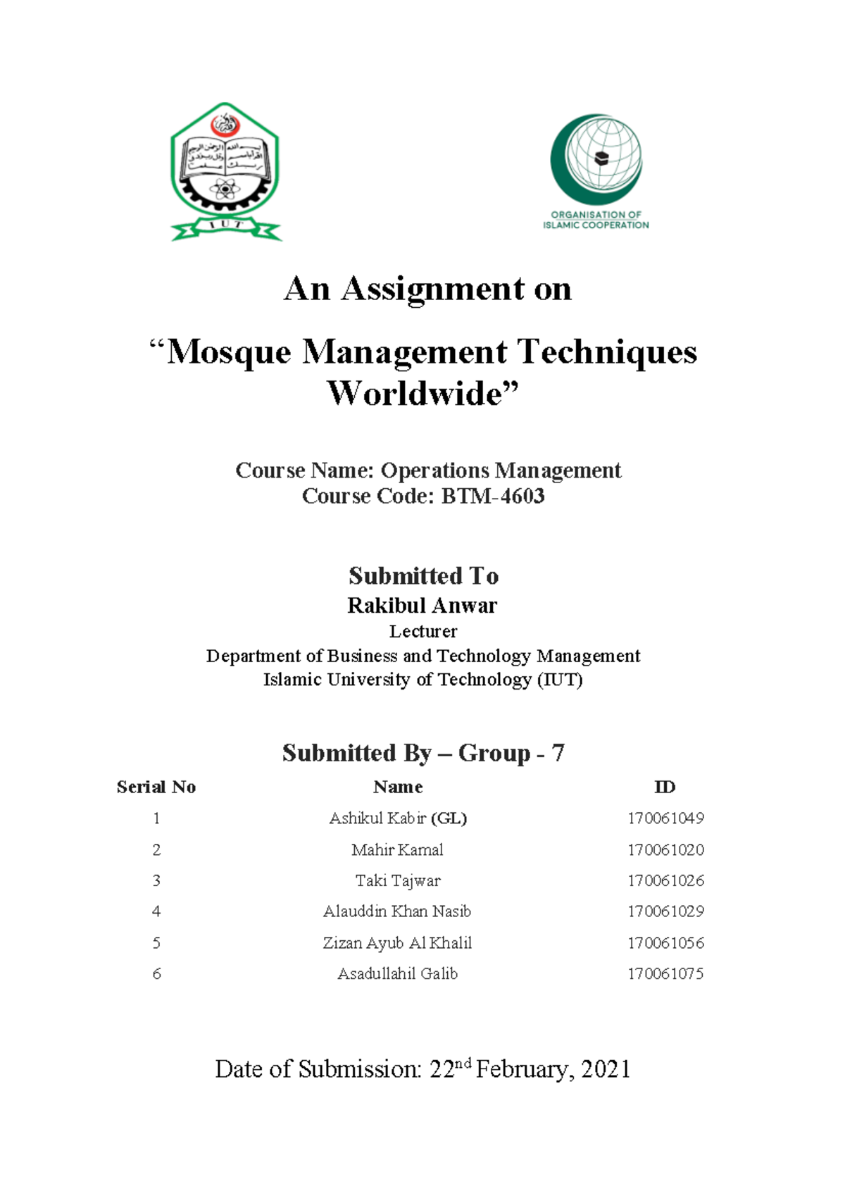 Mosque Management Techniques Worldwide - An Assignment on “ Mosque ...