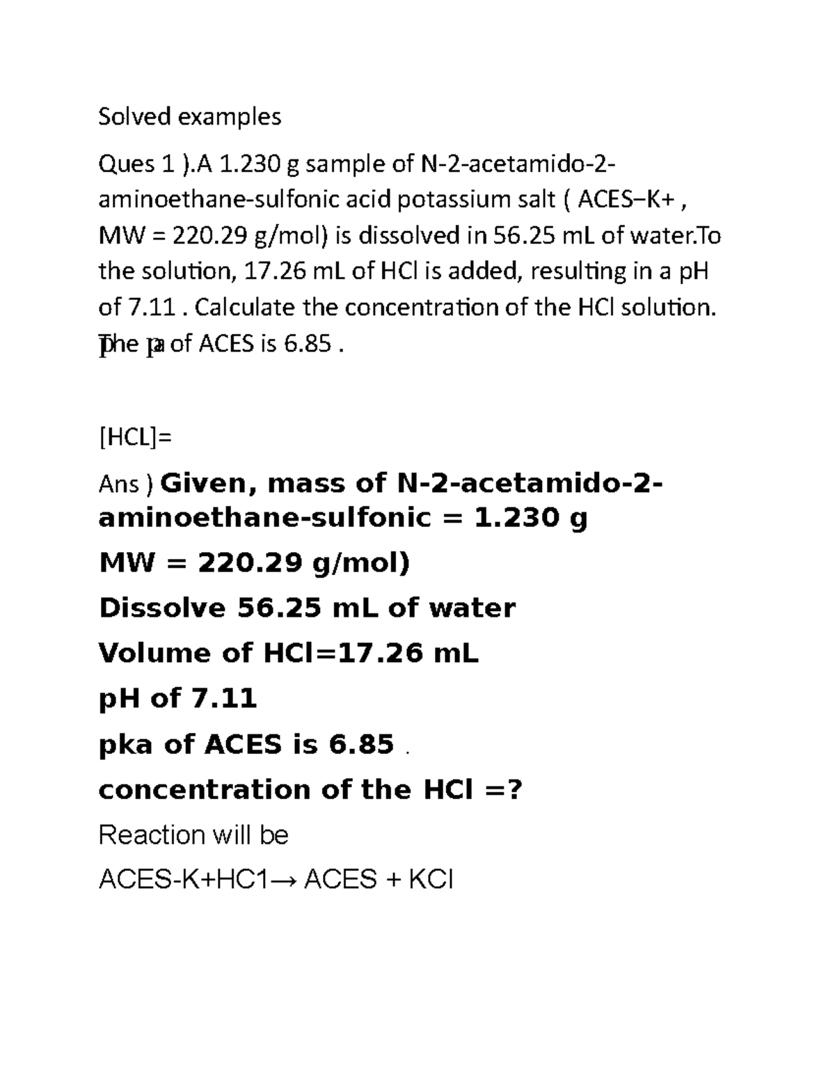 Chem Solved - Some examples of numerical on acid base - Solved examples ...