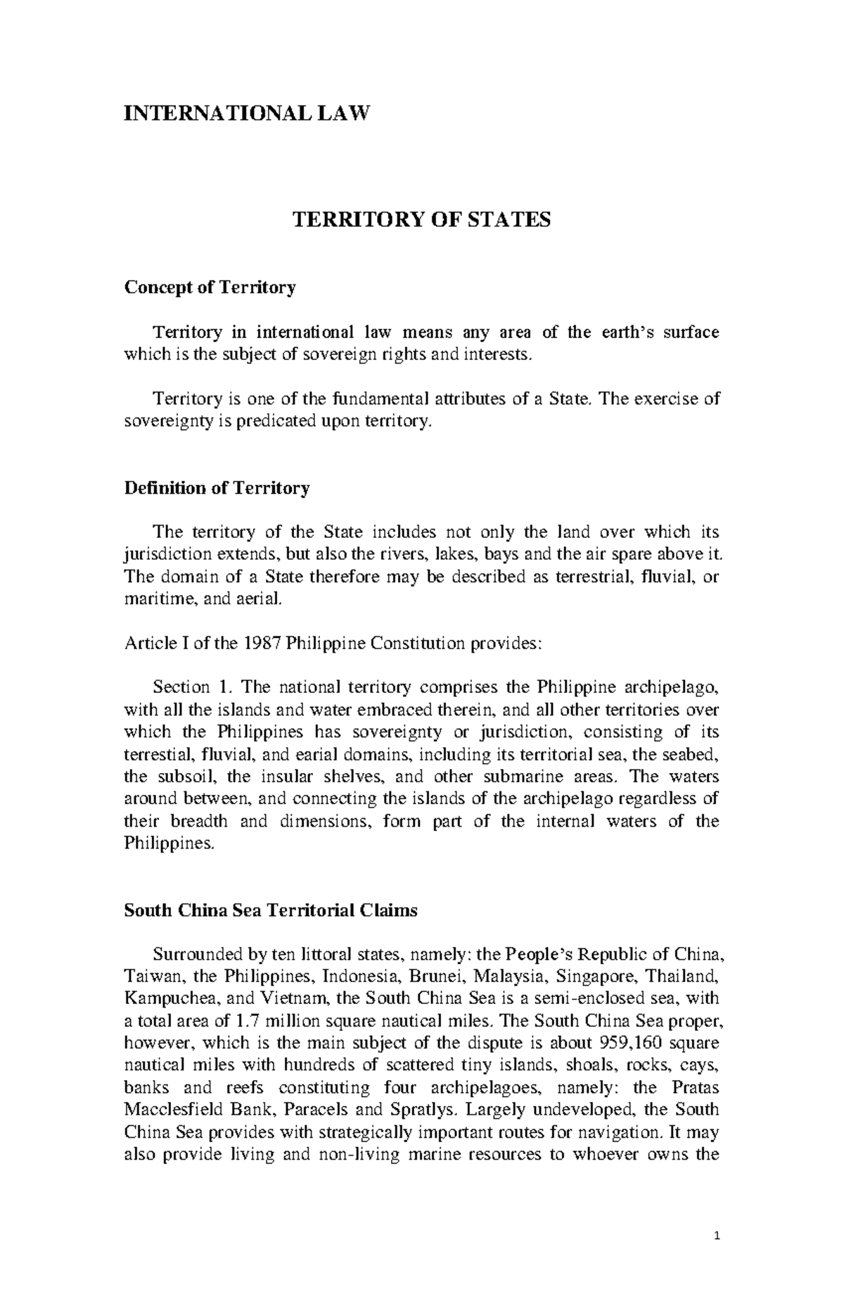International LAW territory of states 2 - INTERNATIONAL LAW TERRITORY ...