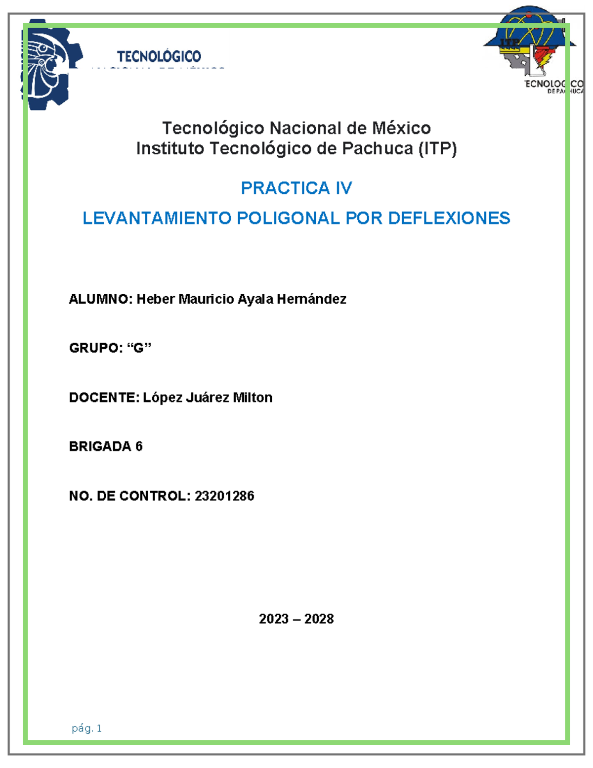1er Reporte - Tecnológico Nacional de México Instituto Tecnológico de ...