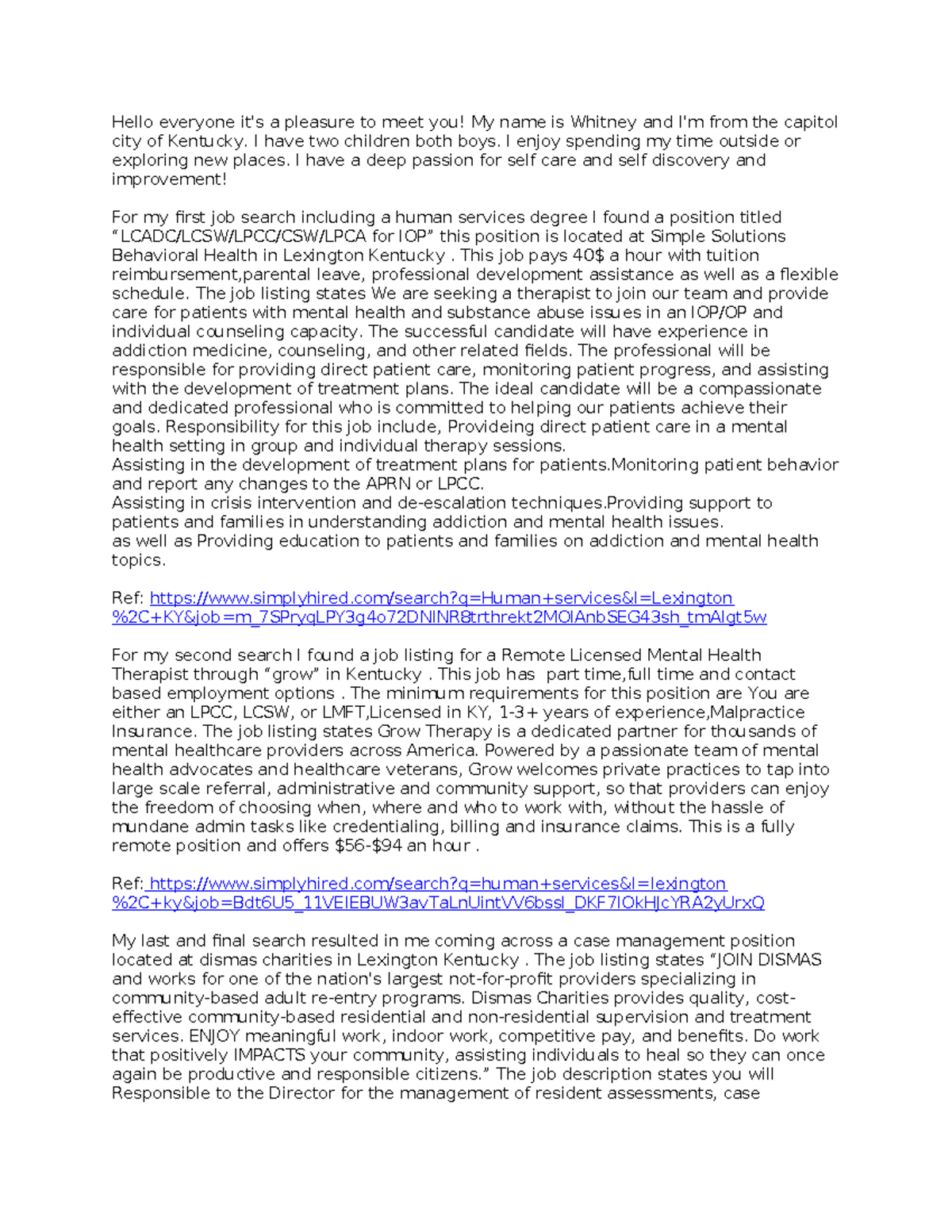 Human services discussion 1 module 1 - Hello everyone it's a pleasure ...
