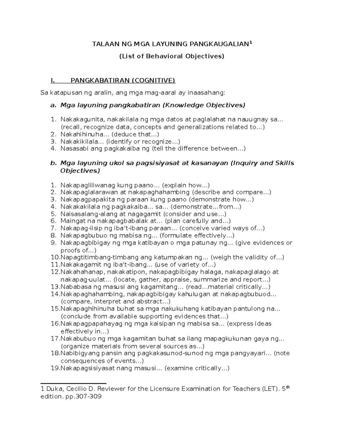Behavioral-objectives-in-filipino compress - TALAAN NG MGA LAYUNING ...