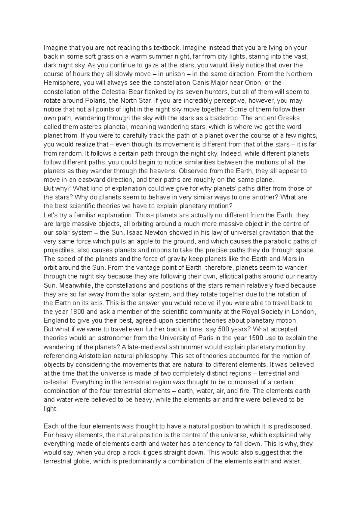 Hps100 - Lecture notes 1 - Imagine that you are not reading this ...