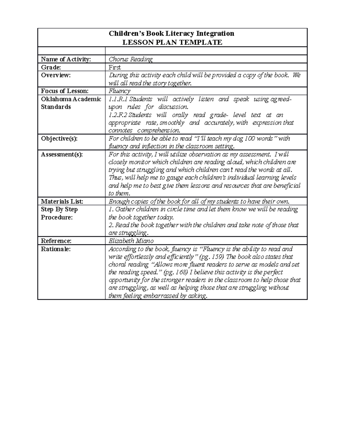 Childrens Book Literacy Integration 3 - Children’s Book Literacy ...