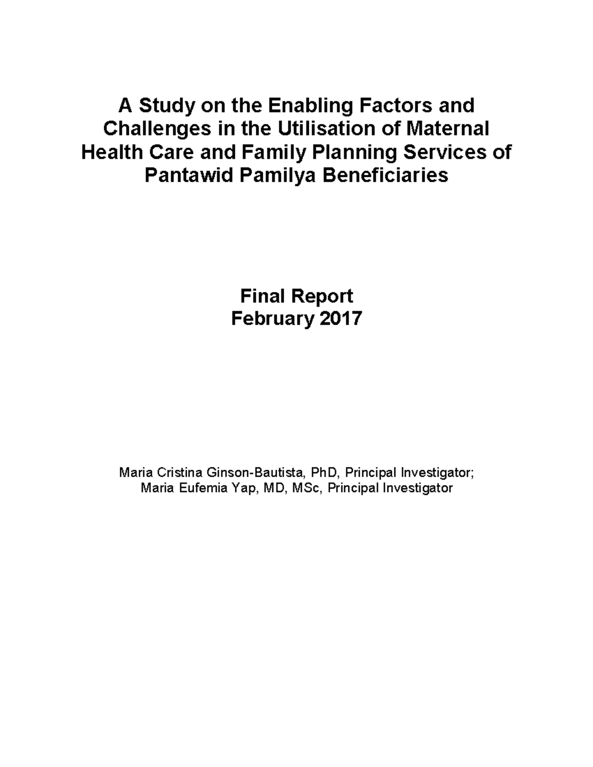 Maternal Health Care and Family Planning Services among 4Ps ...