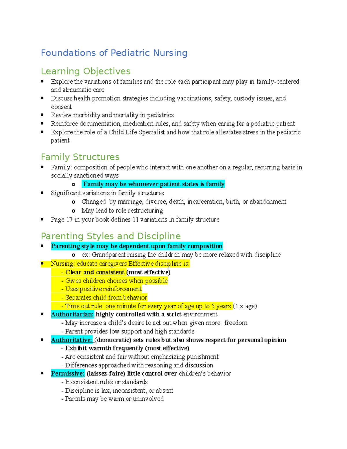 Foundation of Peds - Foundations of Pediatric Nursing Learning ...