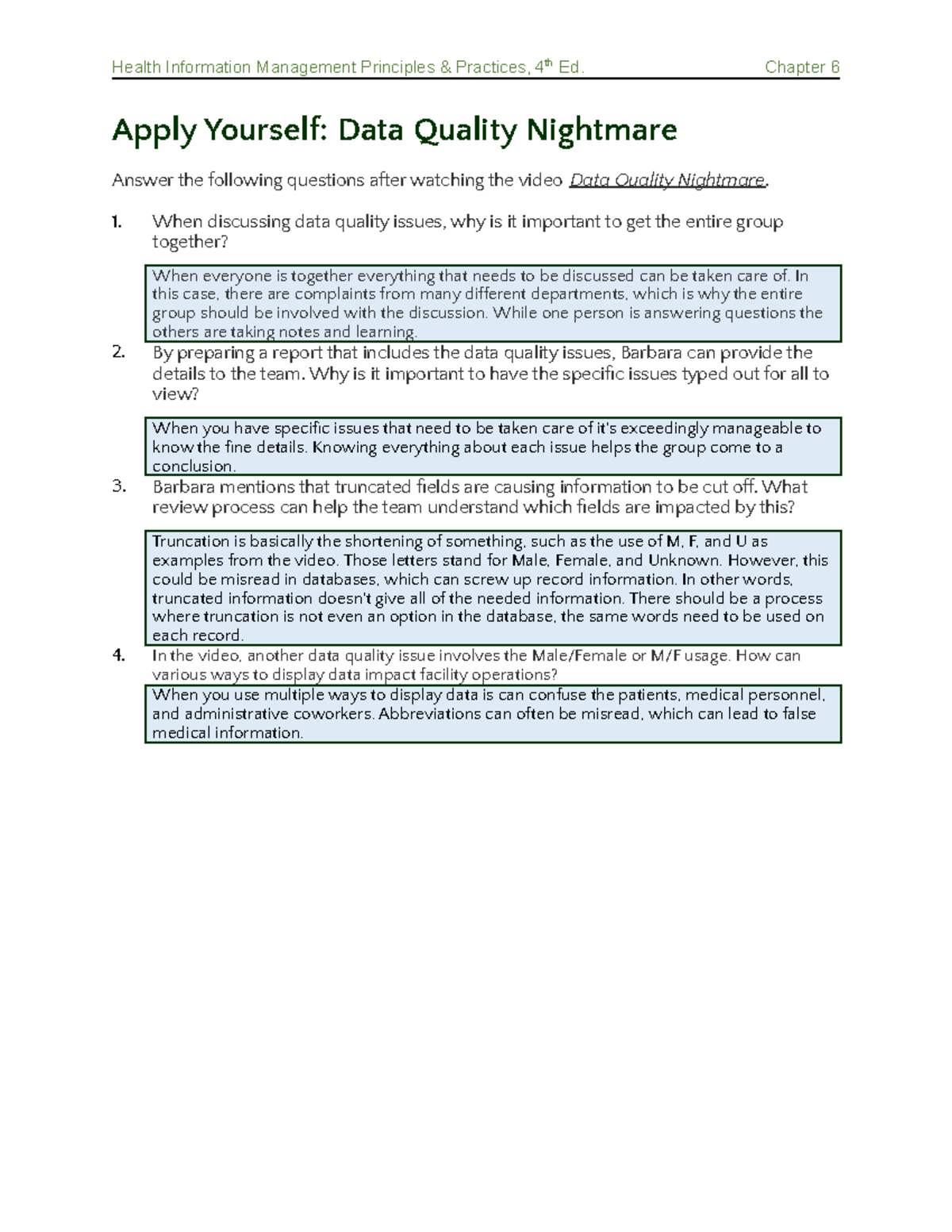 Module 4 Chapter 6 Apply Yourself Worksheet - Health Information ...