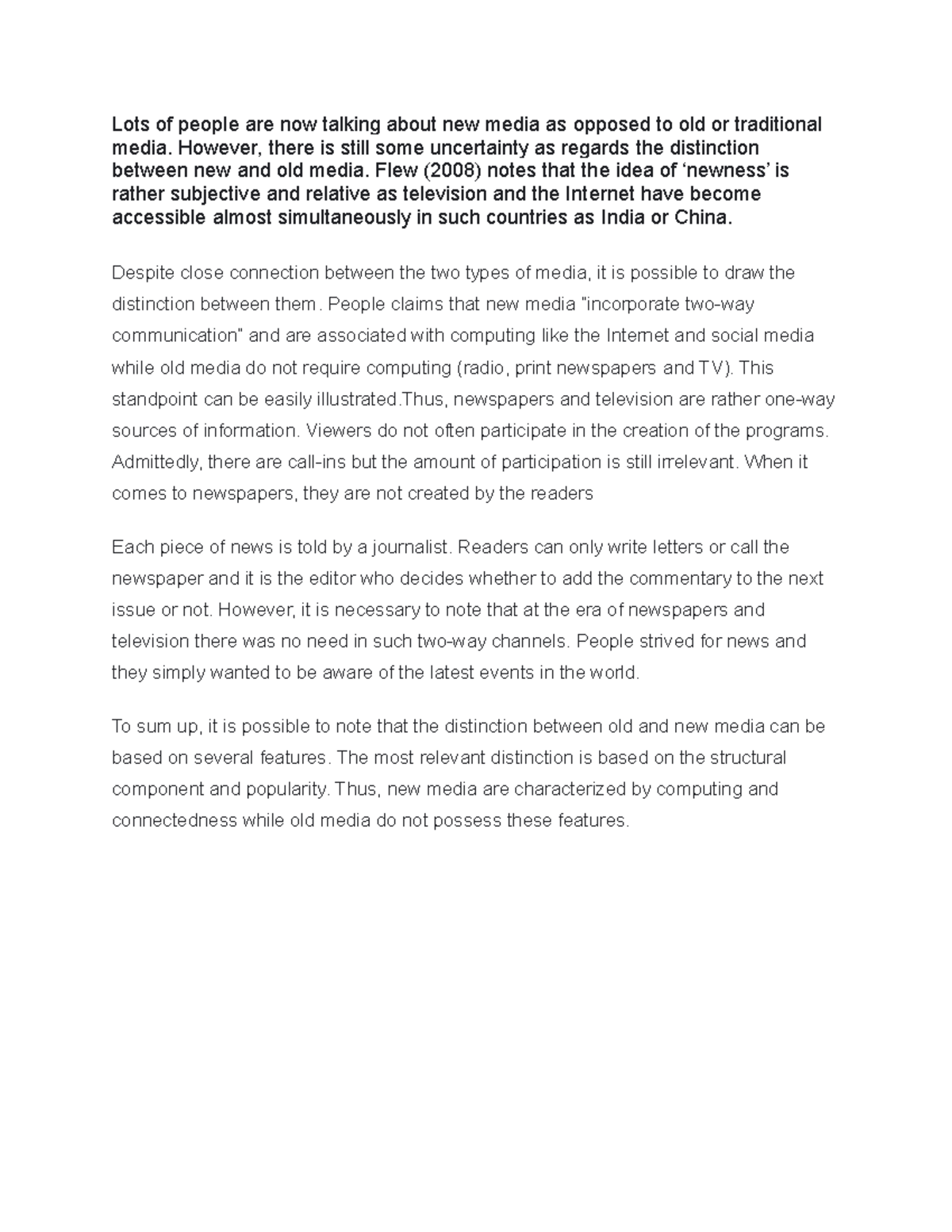 CC Draft 2 - Lots of people are now talking about new media as opposed ...