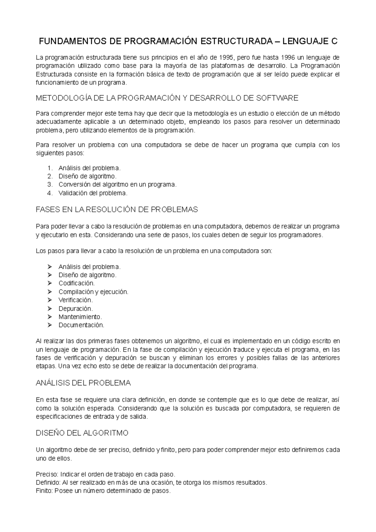 Fundamentos DE Programacion Estructurada - FUNDAMENTOS DE PROGRAMACIÓN ESTRUCTURADA – LENGUAJE C ...