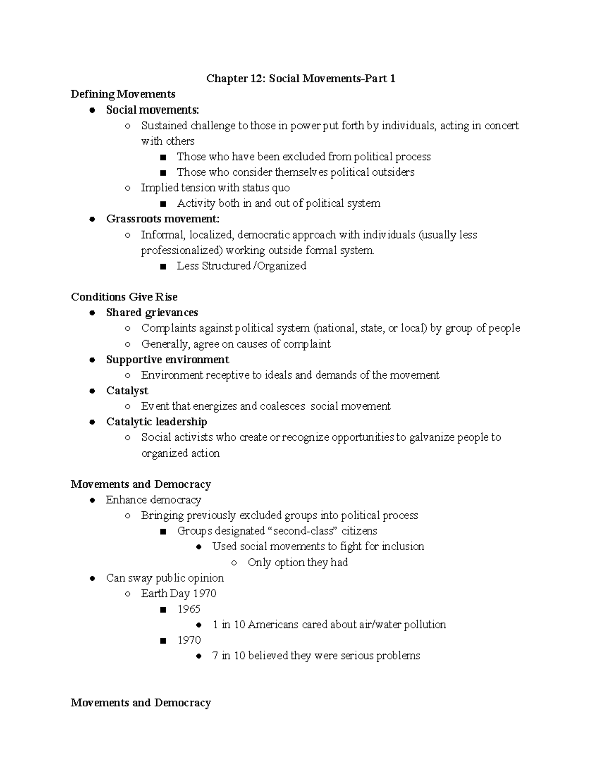 Chapter 12 Social Movements-Part 1 - Chapter 12: Social Movements-Part ...