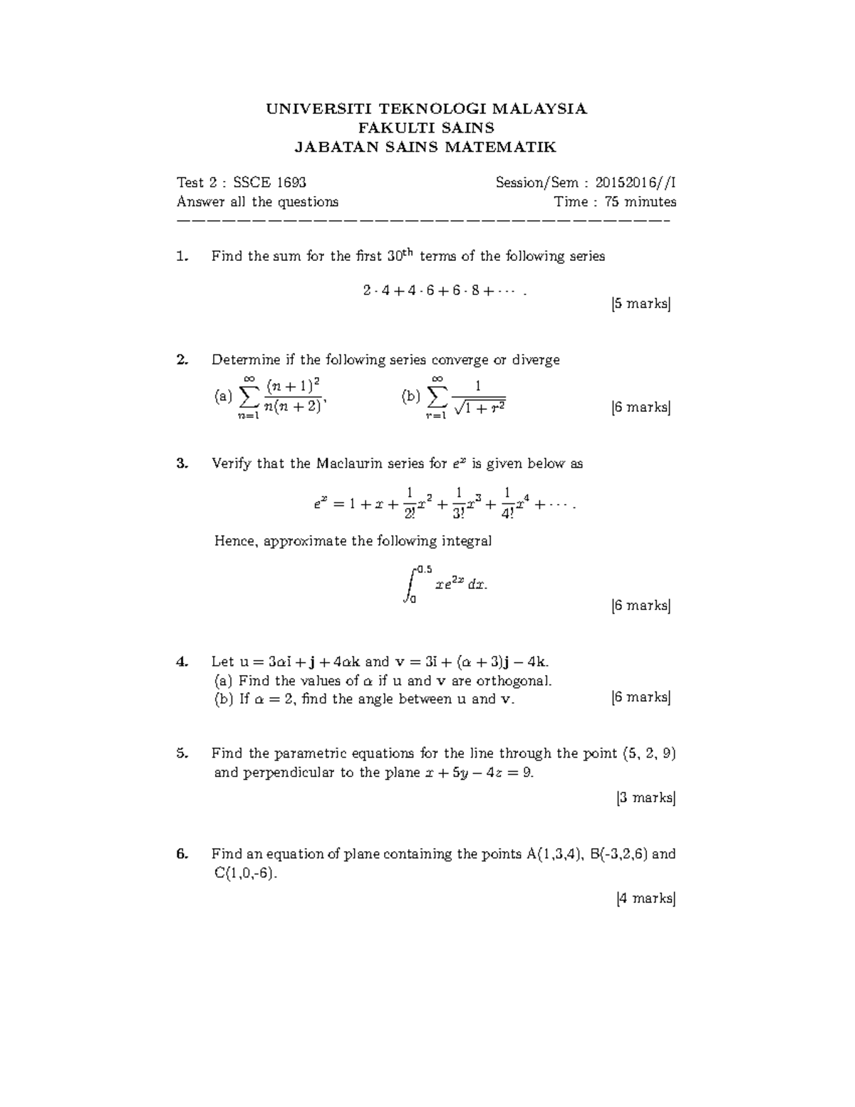 2015-2016 - SSCE1693 TEST 2 - UNIVERSITI TEKNOLOGI MALAYSIA FAKULTI ...