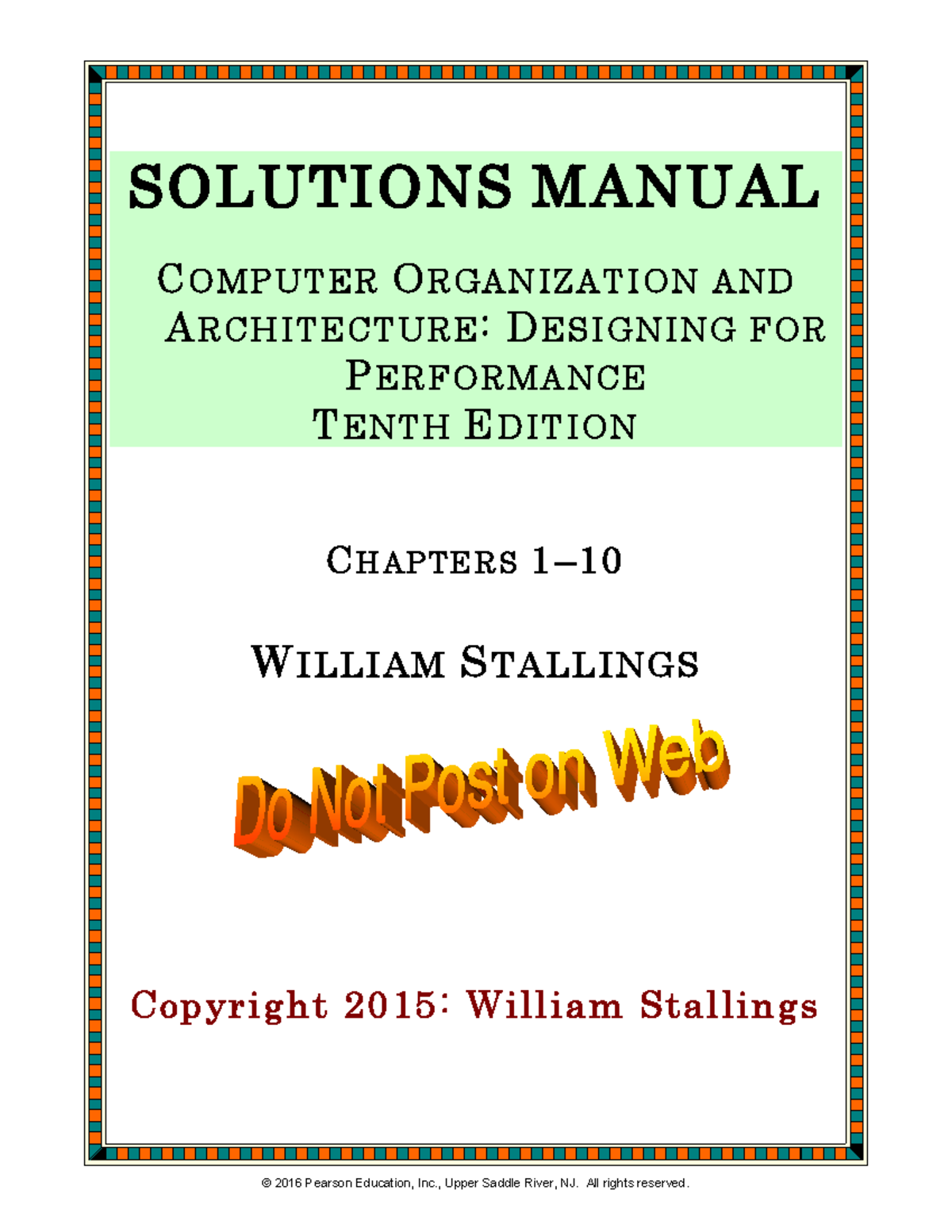 Computer Org. and Arch-Stallings-10Ed-Solution Manual-Ch1-10 ...
