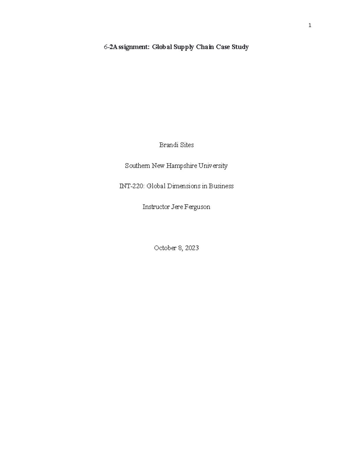 6-2 assignment - Global Dimensions in BUSINESS (INT 220) - 6 ...