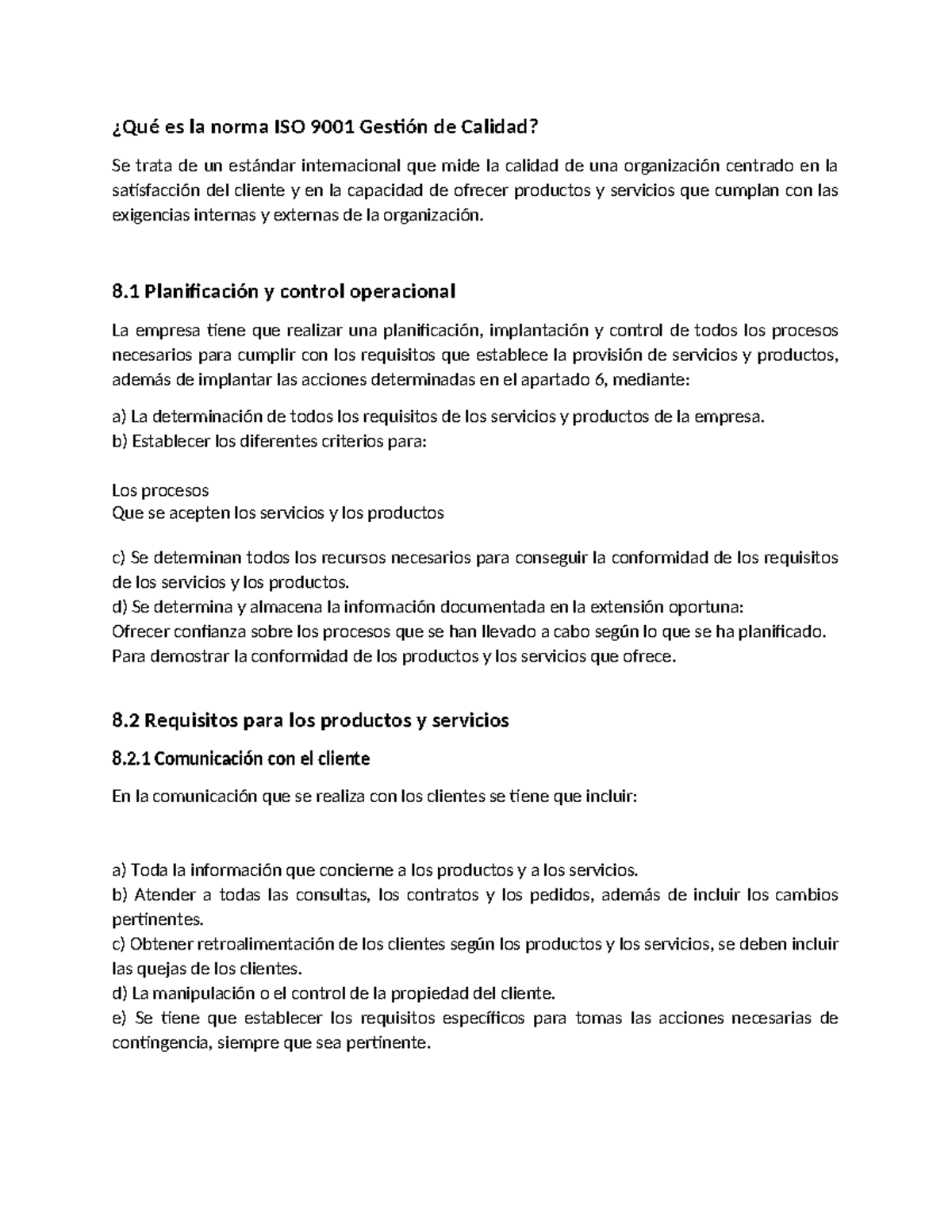 Qué es la norma ISO 9001 Gestión de Calidad - 8 Planificación y control ...