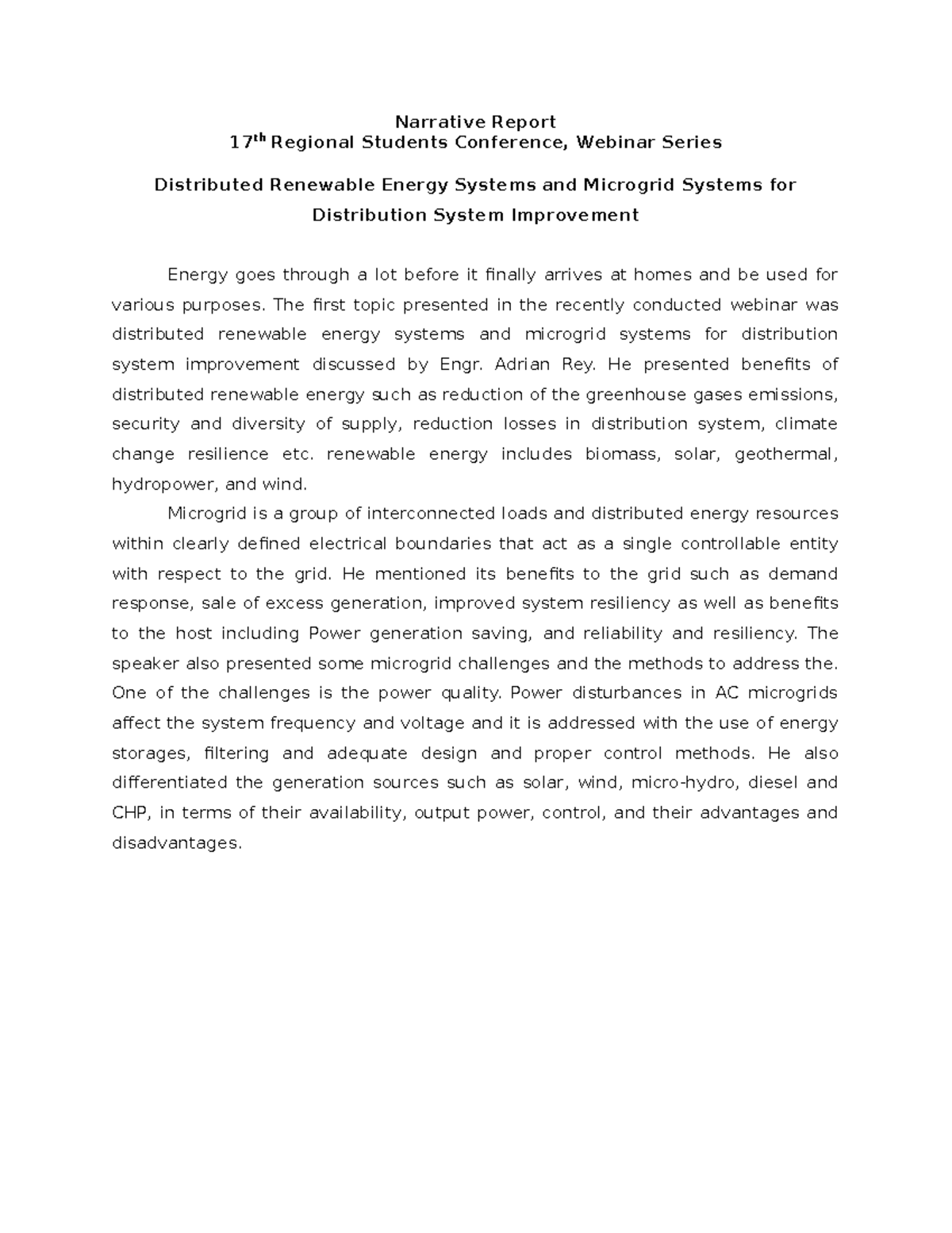 Narrative Report 4 - Narrative Report 17 th Regional Students ...