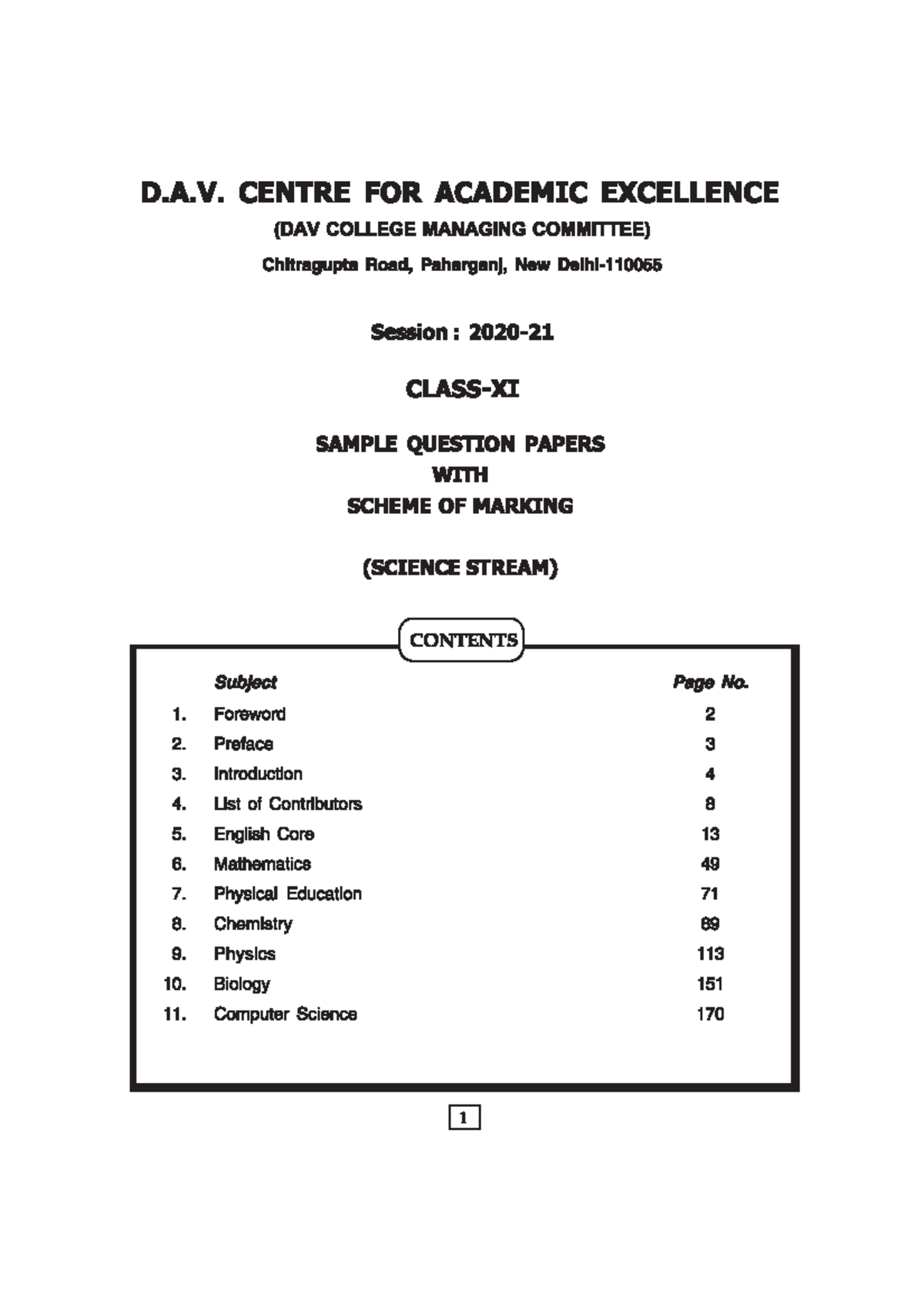 Sample papers XI Science Stream - Class 11 Science - Studocu