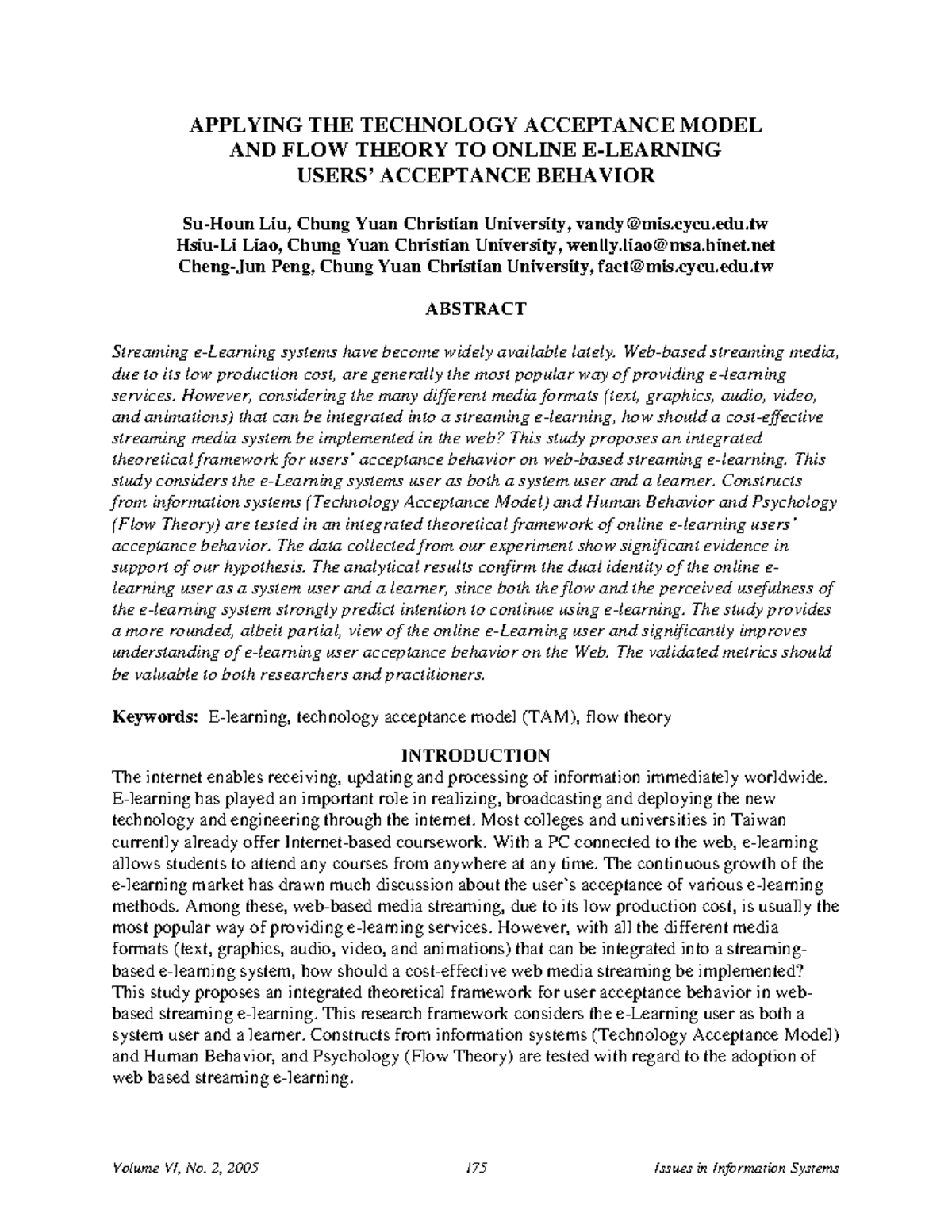 Applying the technology acceptance model and flow - APPLYING THE ...