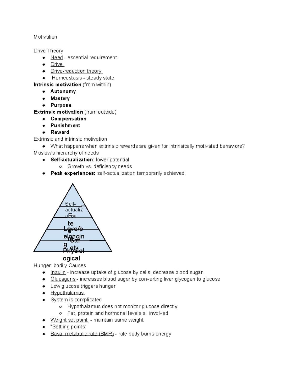 Chapter 10 - Motivation - Motivation Drive Theory Need - essential ...