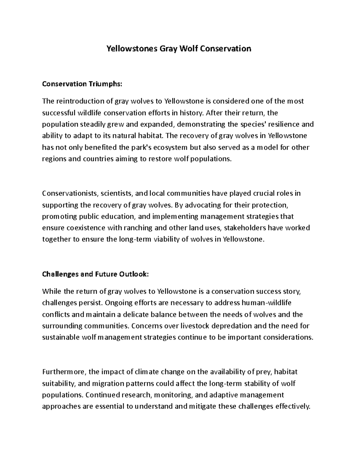 Yellowstones Gray Wolf Conservation - Yellowstones Gray Wolf ...