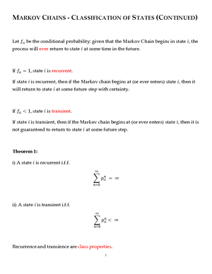 14-Markov Chains-Limiting Probabilities, The Ergodic Theorem - MARKOV CHAINS - LIMITING - Studocu