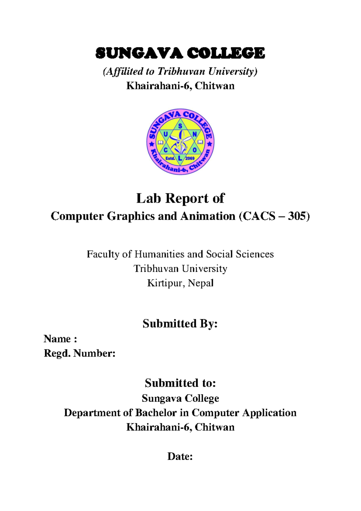 Computer Graphics Lab Manual - SUNGAVA COLLEGE (Affilited to Tribhuvan ...