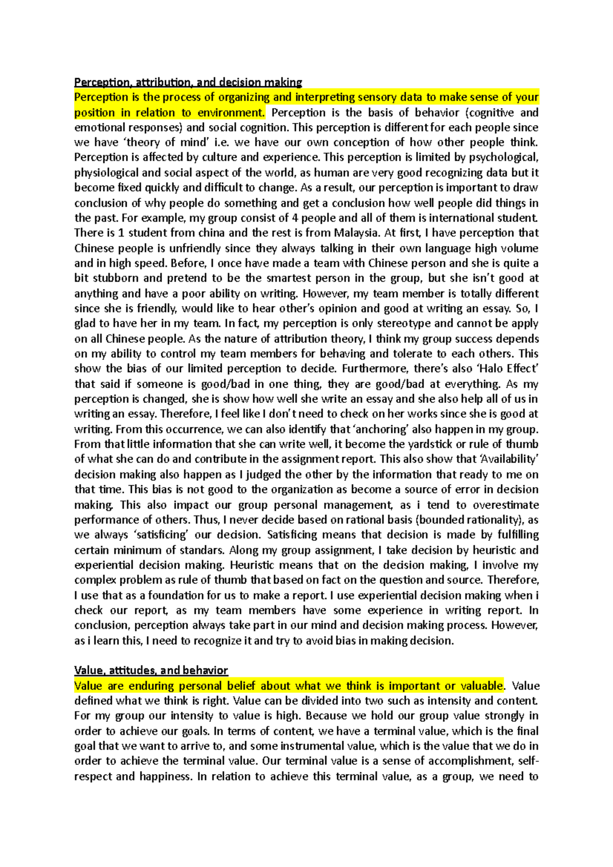 OB notes summer term 2018 - Perception, attribution, and decision ...