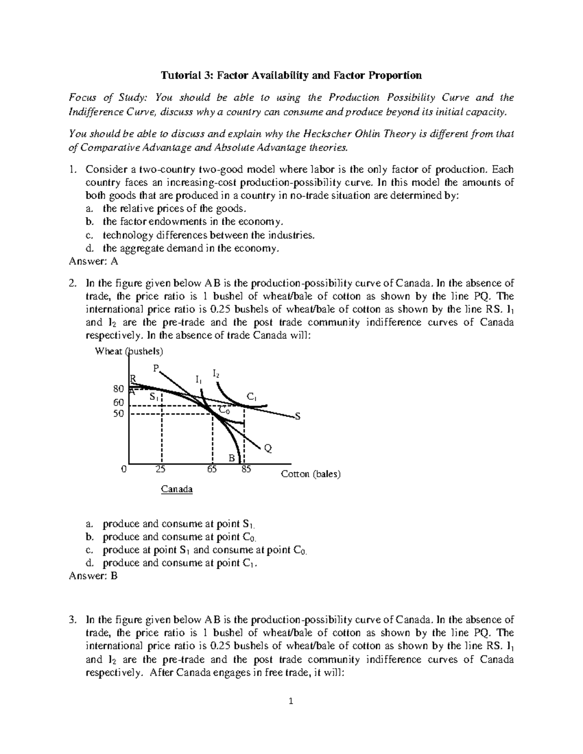 Tutorial 3 EC306 Solution - Tutorial 3: Factor Availability and Factor ...