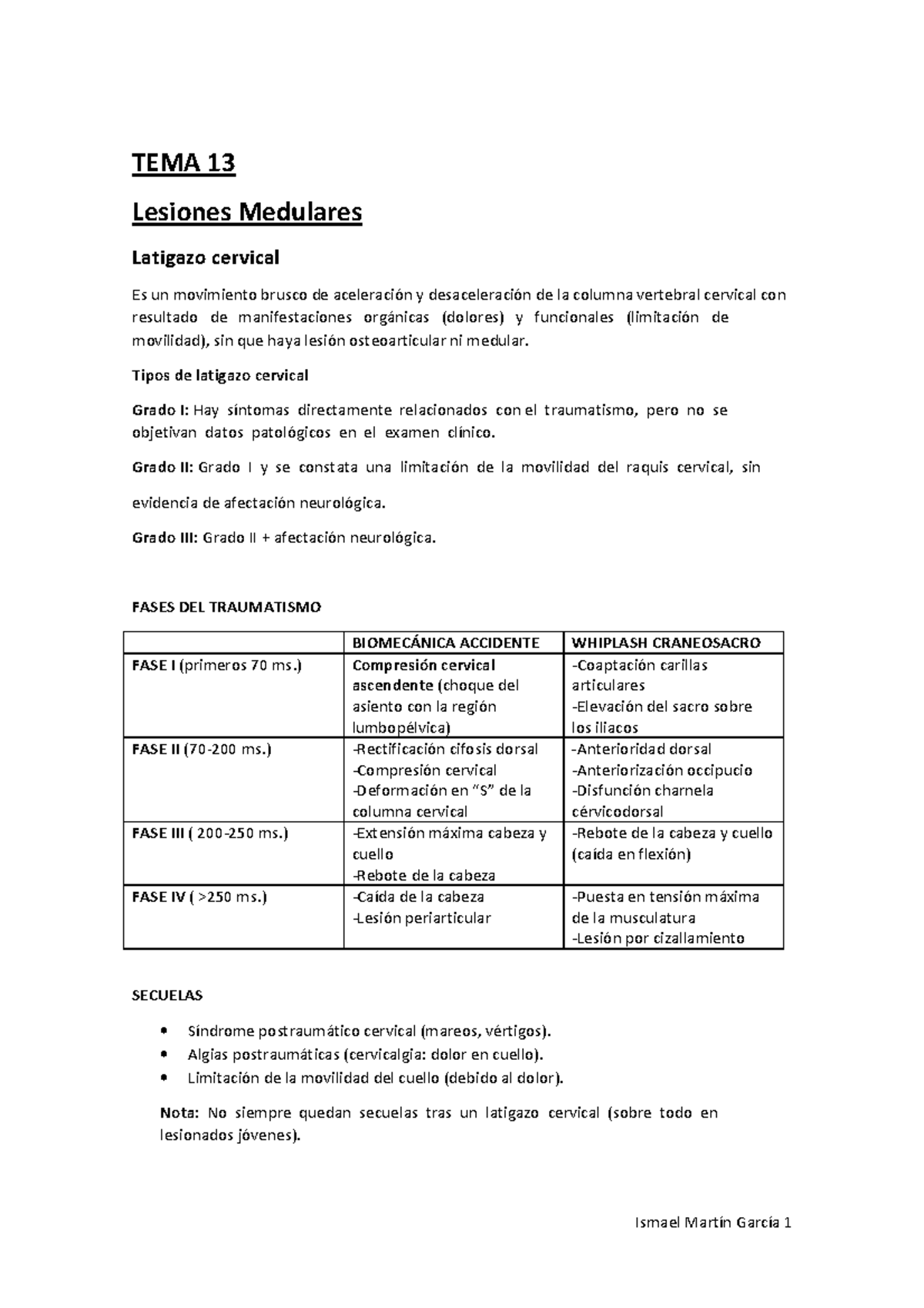 TEMA 13 Resumen - Warning: TT: undefined function: 32 TEMA 13 Lesiones Medulares Latigazo ...