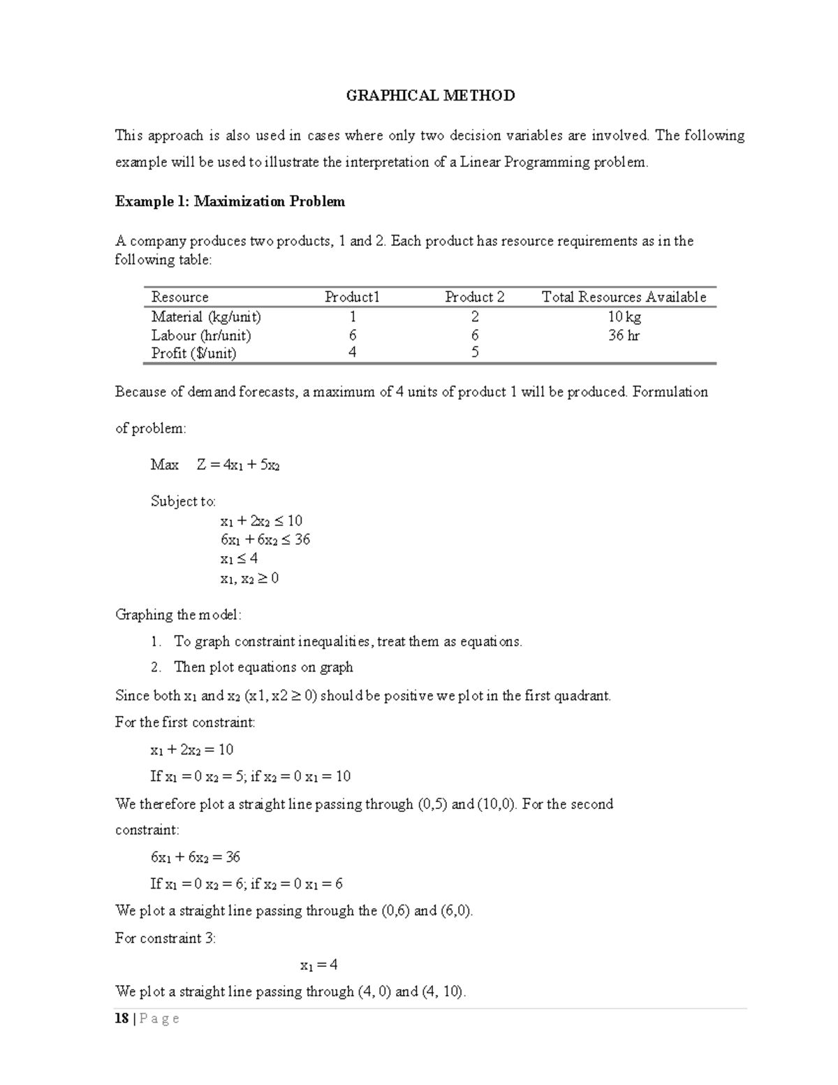 EMM 2505 PART 2 - good - GRAPHICAL METHOD This approach is also used in ...