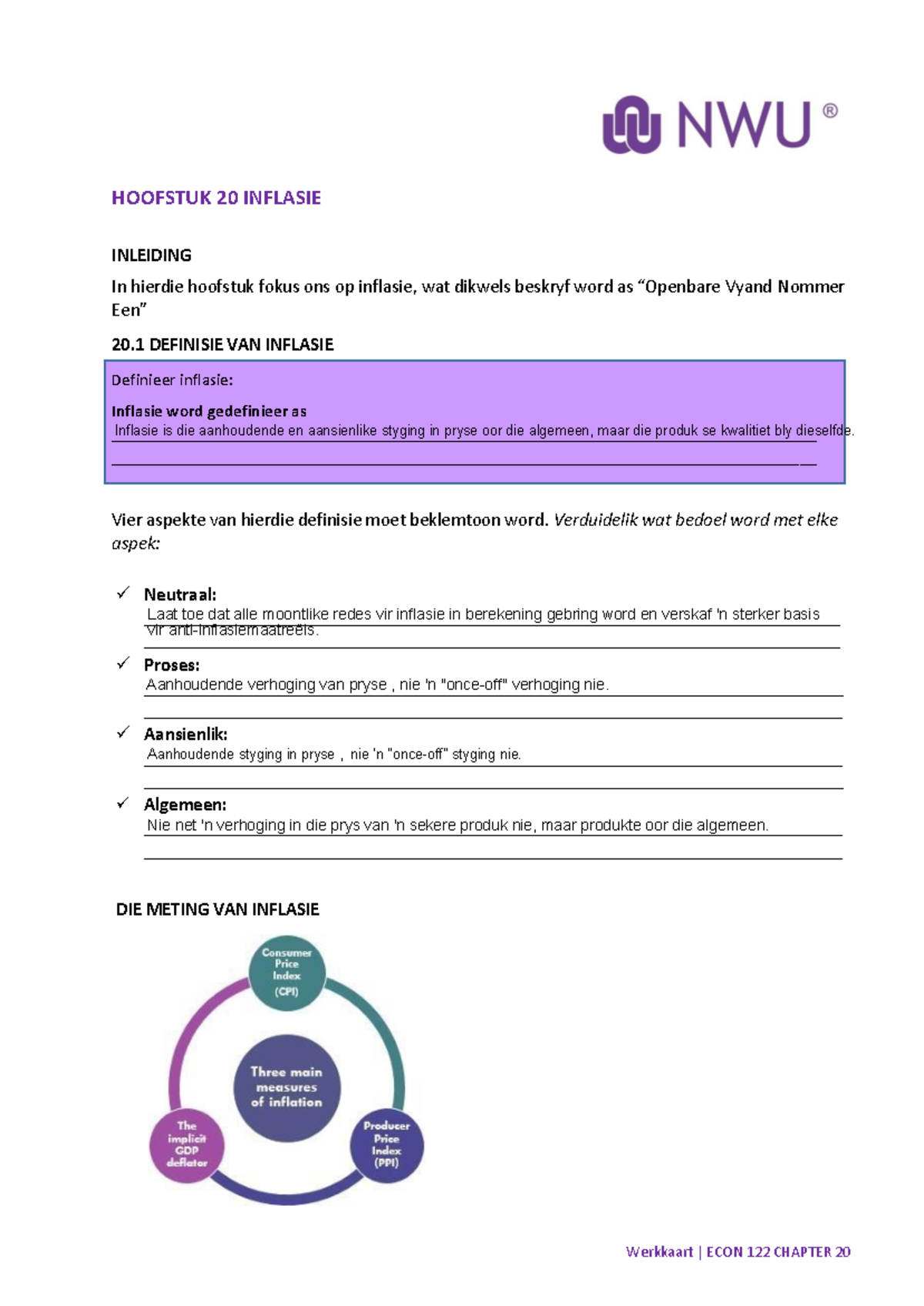 Hoofstuk+20+Werkkaart-1 Ingevul - Definieer inflasie: Inflasie word ...