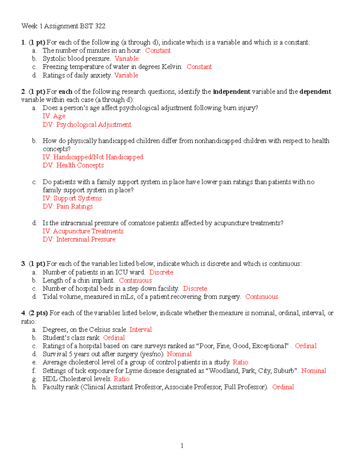 Week 1 Homework assignment - 1. ( 1 pt) For each of the following (a ...