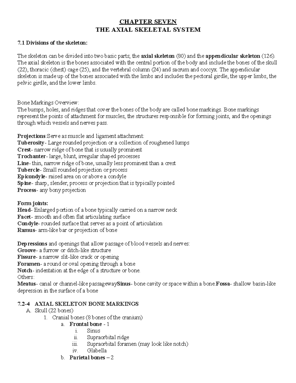 Chapter 7 Outline Axial - CHAPTER SEVEN THE AXIAL SKELETAL SYSTEM 7 ... Chapter 7 Outline Axial - CHAPTER SEVEN THE AXIAL SKELETAL SYSTEM 7 ...