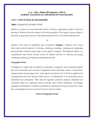 Probability in stastical geography geo - Deterministic Experiment ...