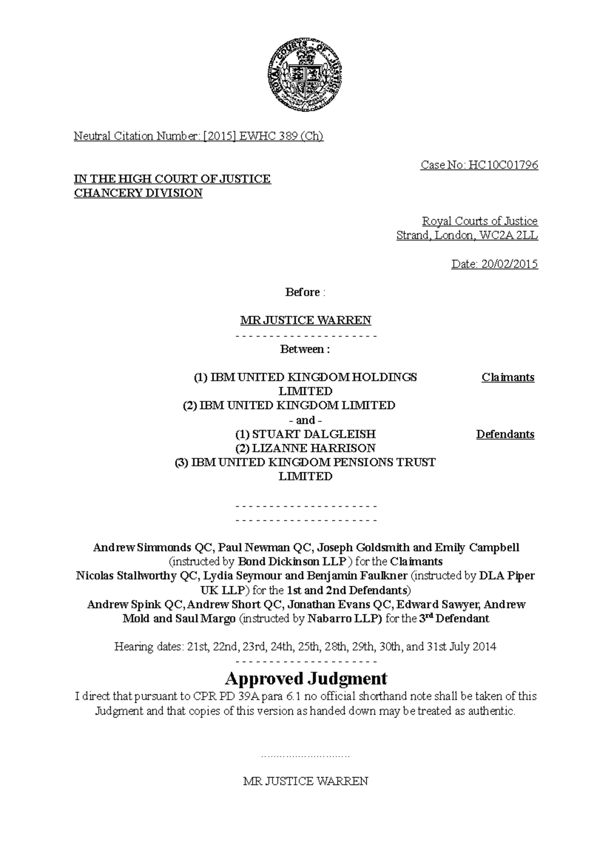 IBM-Judgment -the dosctrine of intention - Neutral Citation Number ...