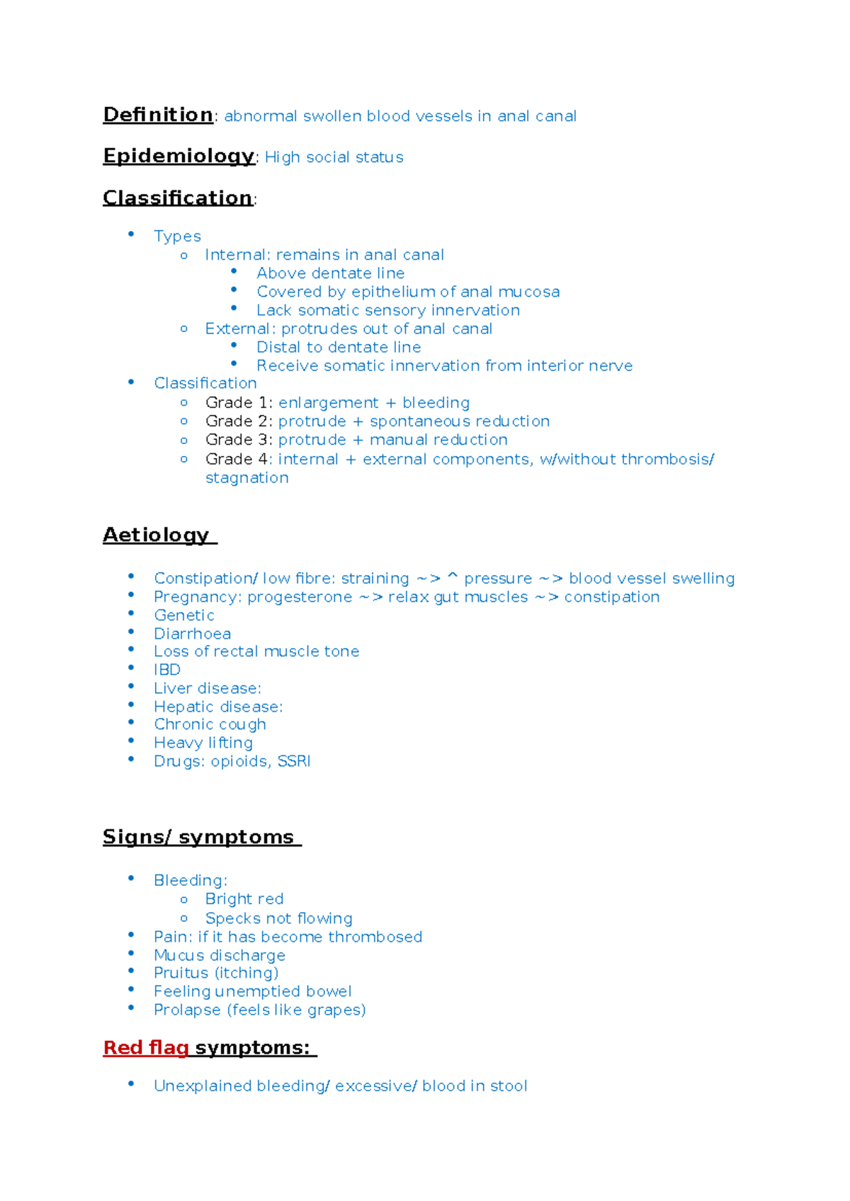 Haemorrhoids (Lecture notes) - Definition: abnormal swollen blood ...