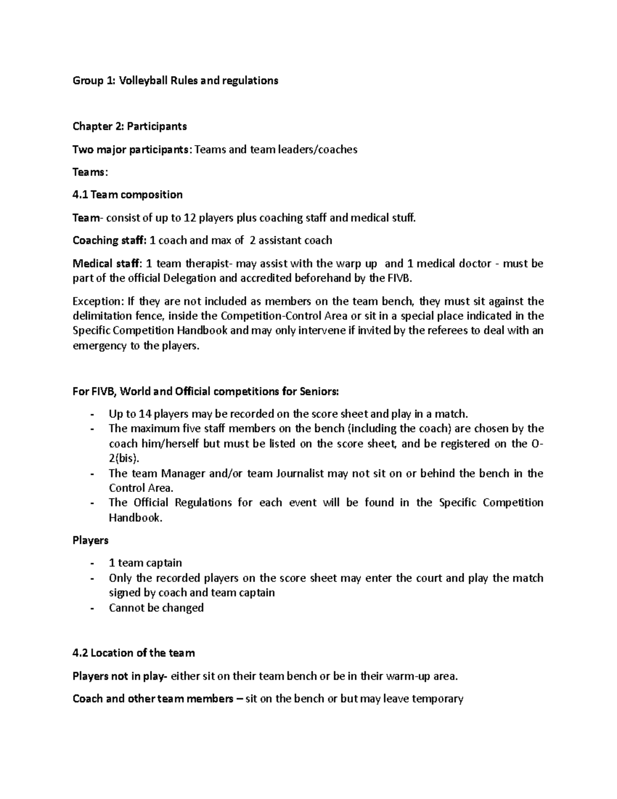 PE CHAP2 - Based on the Volleyball rules and regulations FIVB - Group 1: Volleyball Rules and ...