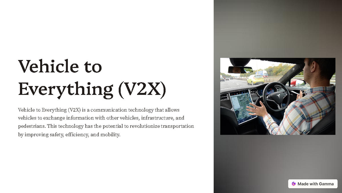 Vehicle to Everything V2X - Vehicle to Everything (V2X) Vehicle to Everything (V2X) is a - Studocu