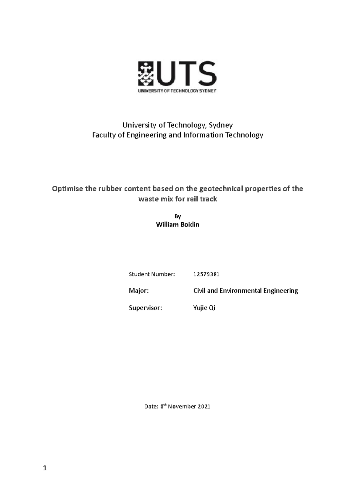 Final Capstone Project Report - University of Technology, Sydney ...