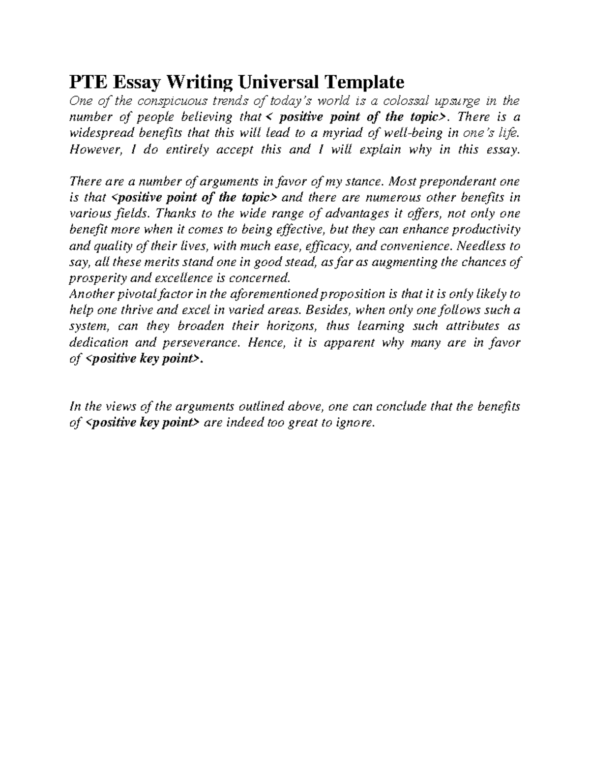 PTE Essay Writing Universal Templates - There is a widespread benefits ...