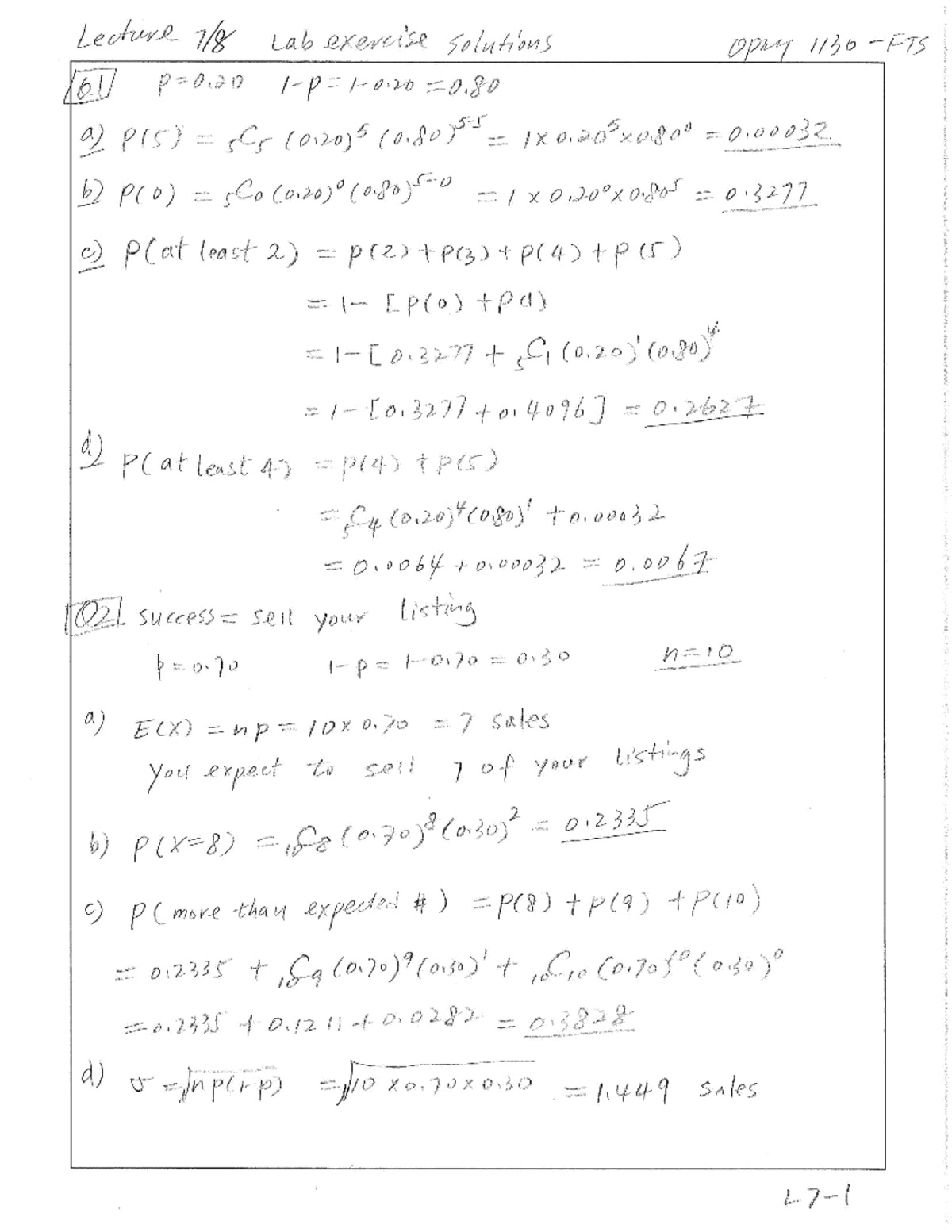 Session 7Labs - Lecture notes 7 - OPMT 1198 - Studocu