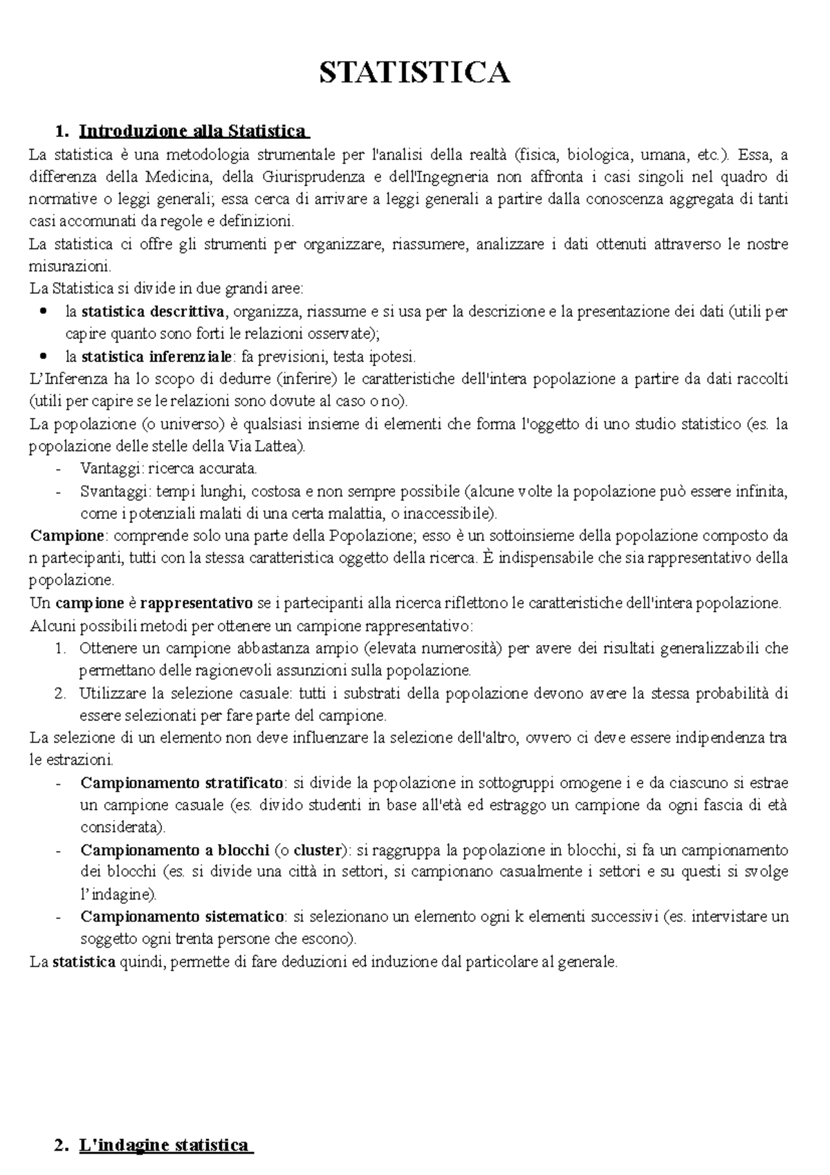 Riassunti Statistica 1-20 - STATISTICA 1. Introduzione alla Statistica ...