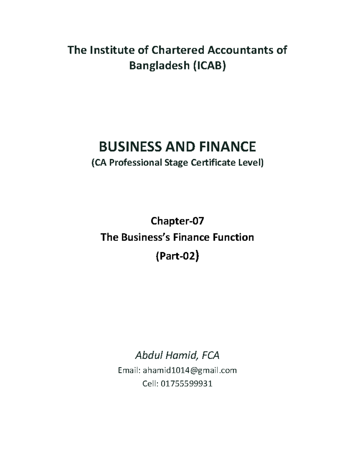 Chapter 7 (Part- 2) - The Institute of Chartered Accountants of ...